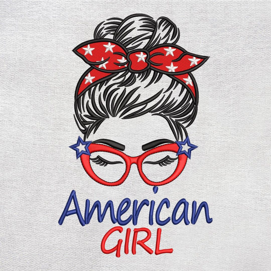 American Girl Messy Bun Embroidery Design, Instant Download - Etsy