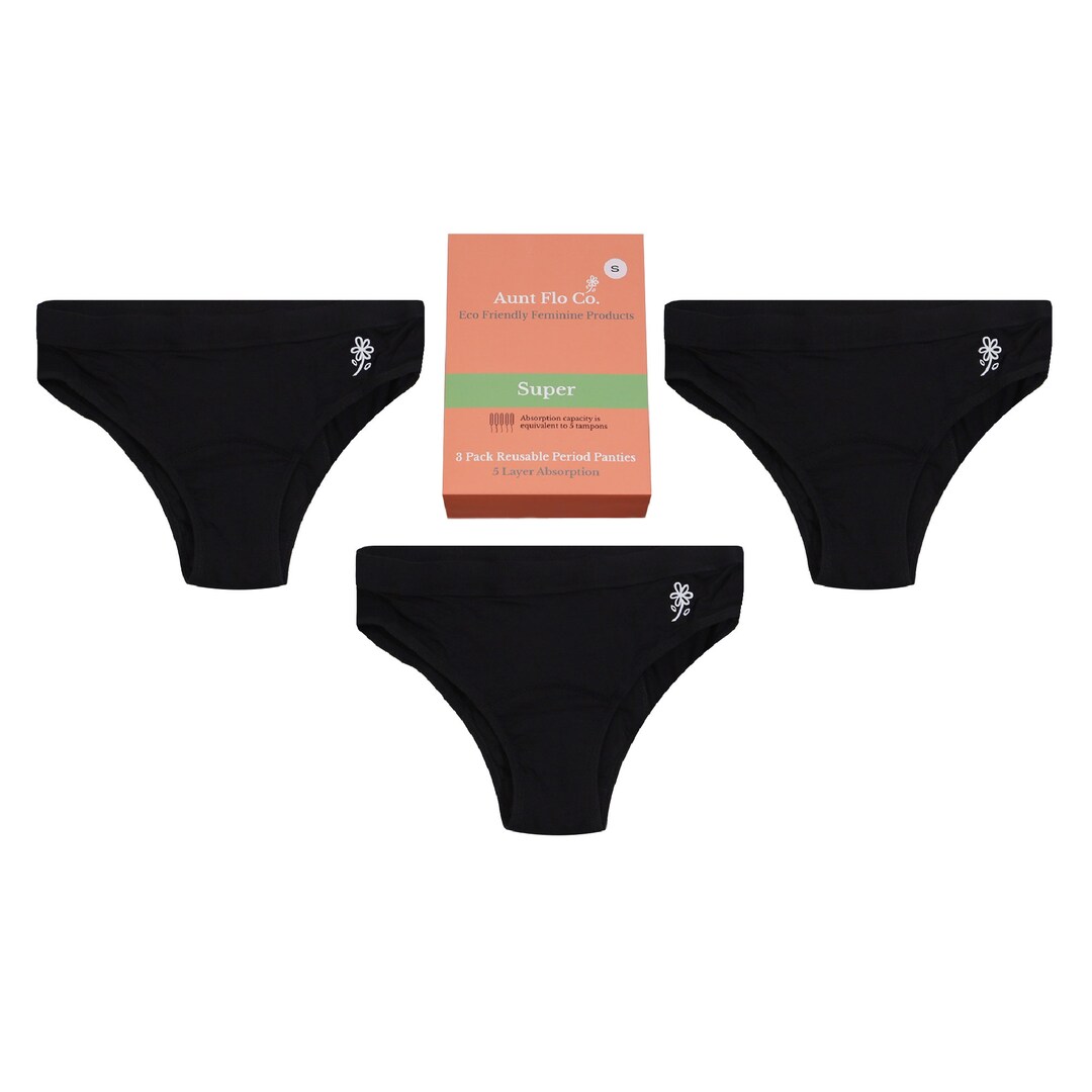 5 Layer 3 Pack Heavy Flo Mid-rise Bikinis Leakproof Reusable Panties ...