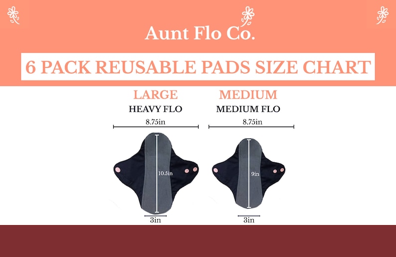 3 Large 3 Medium 6 Pack Reusable Pads Set: 4 Layer Absorption Leakproof ...