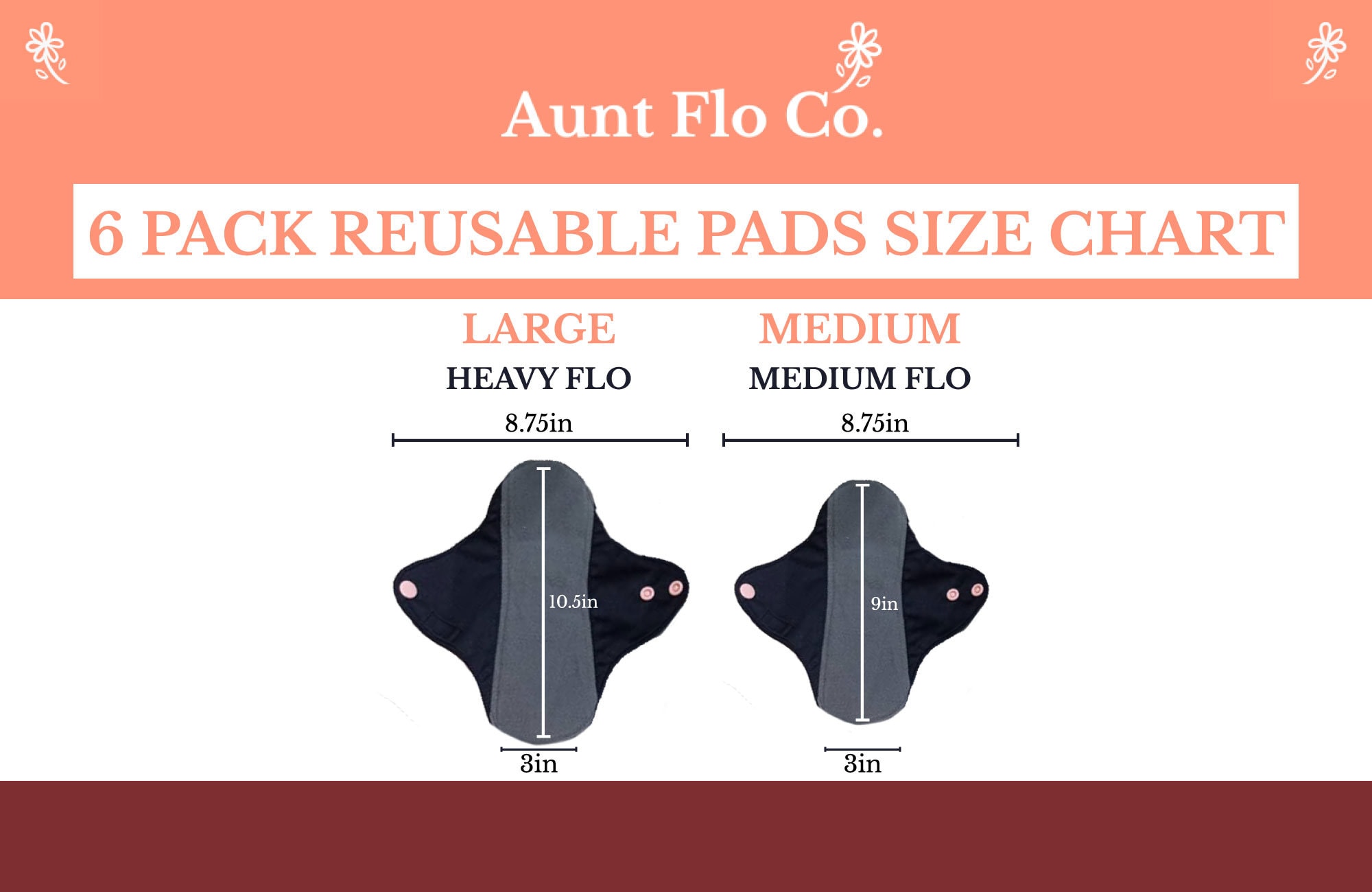 3 Large 3 Medium 6 Pack Reusable Pads Set: 4 Layer Absorption Leakproof ...