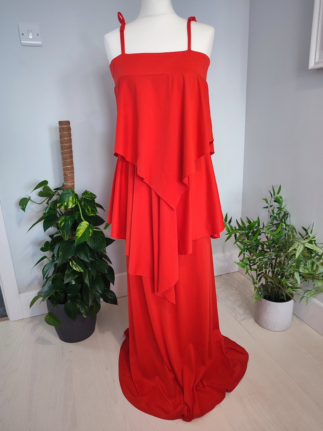 Vintage 70s Red Dress a Show Stopper - Etsy