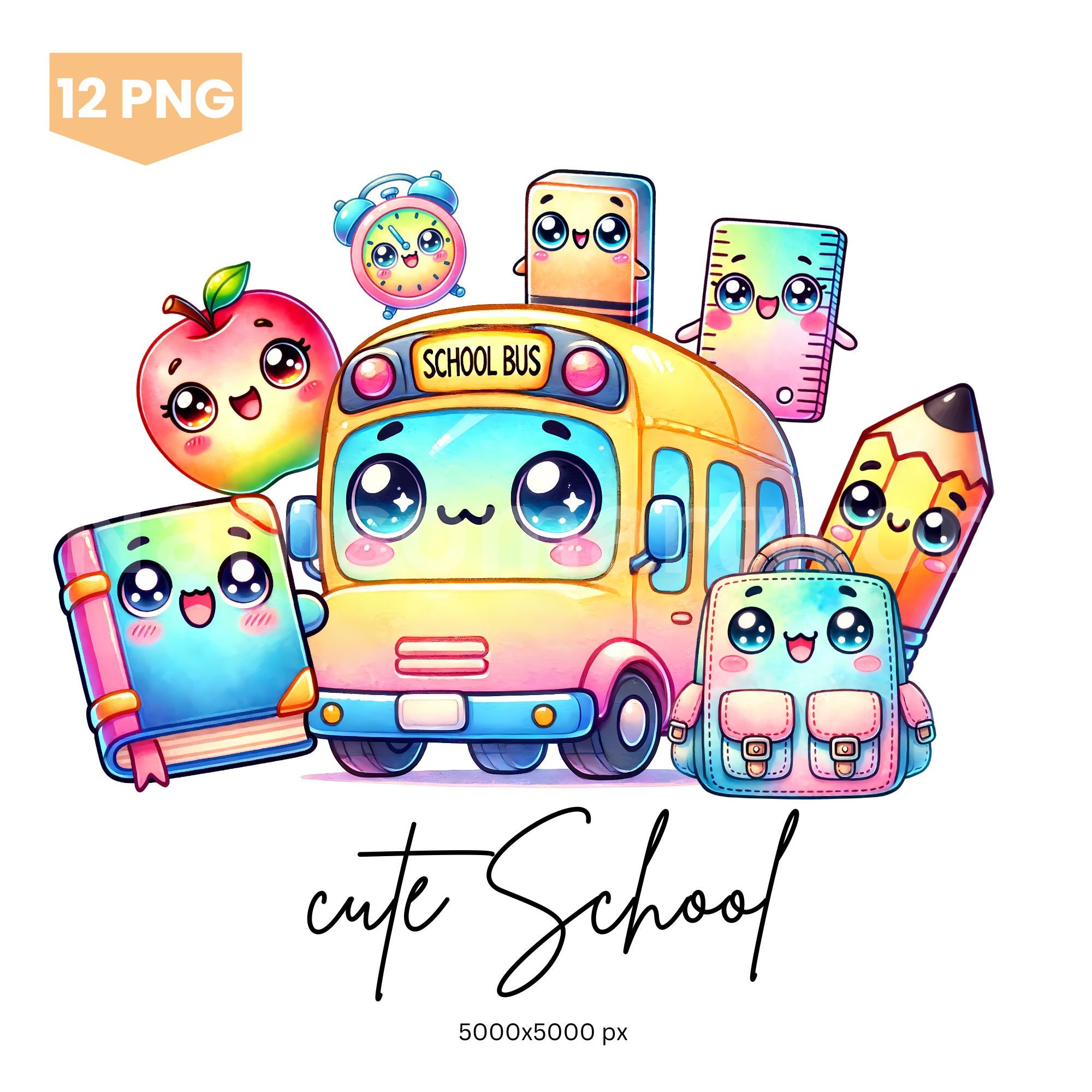 Cute School PNG Clipart, Watercolor School PNG, Back to School ...