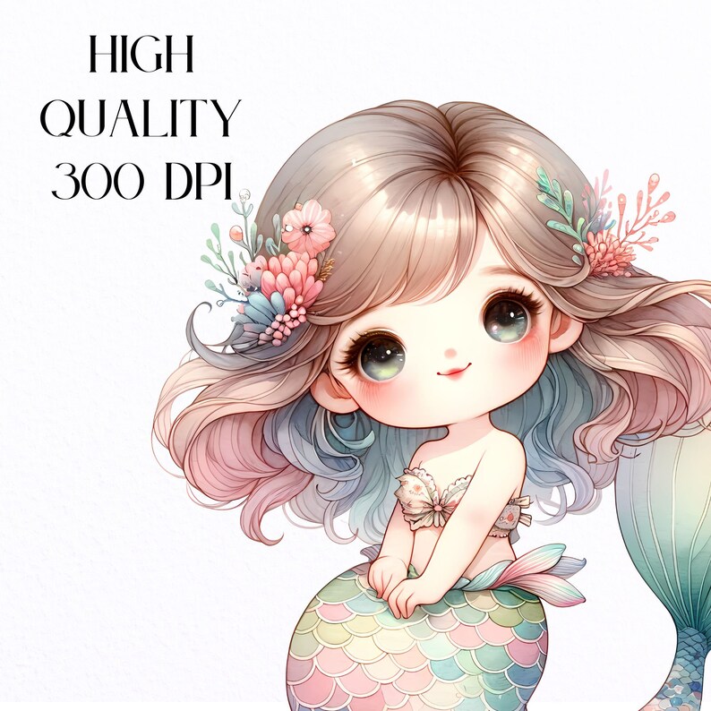 Mermaid Watercolor PNG, Mermaid Watercolor PNG, Beautiful Mermaid ...