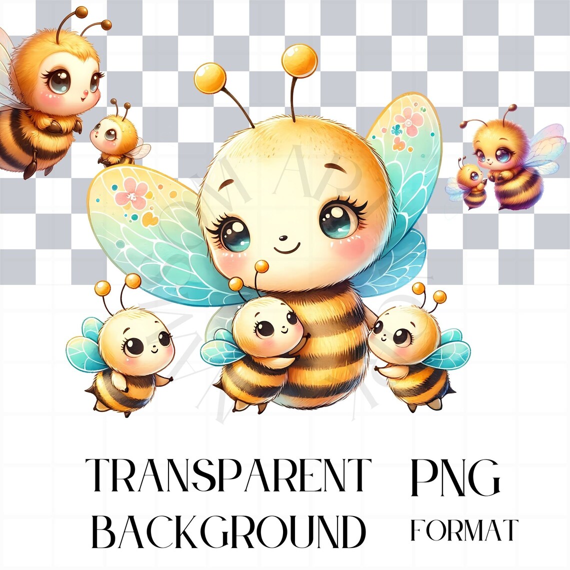 Bee Mom PNG Clipart, Kawaii Honey Bee Png, Cute Watercolor Clipart ...