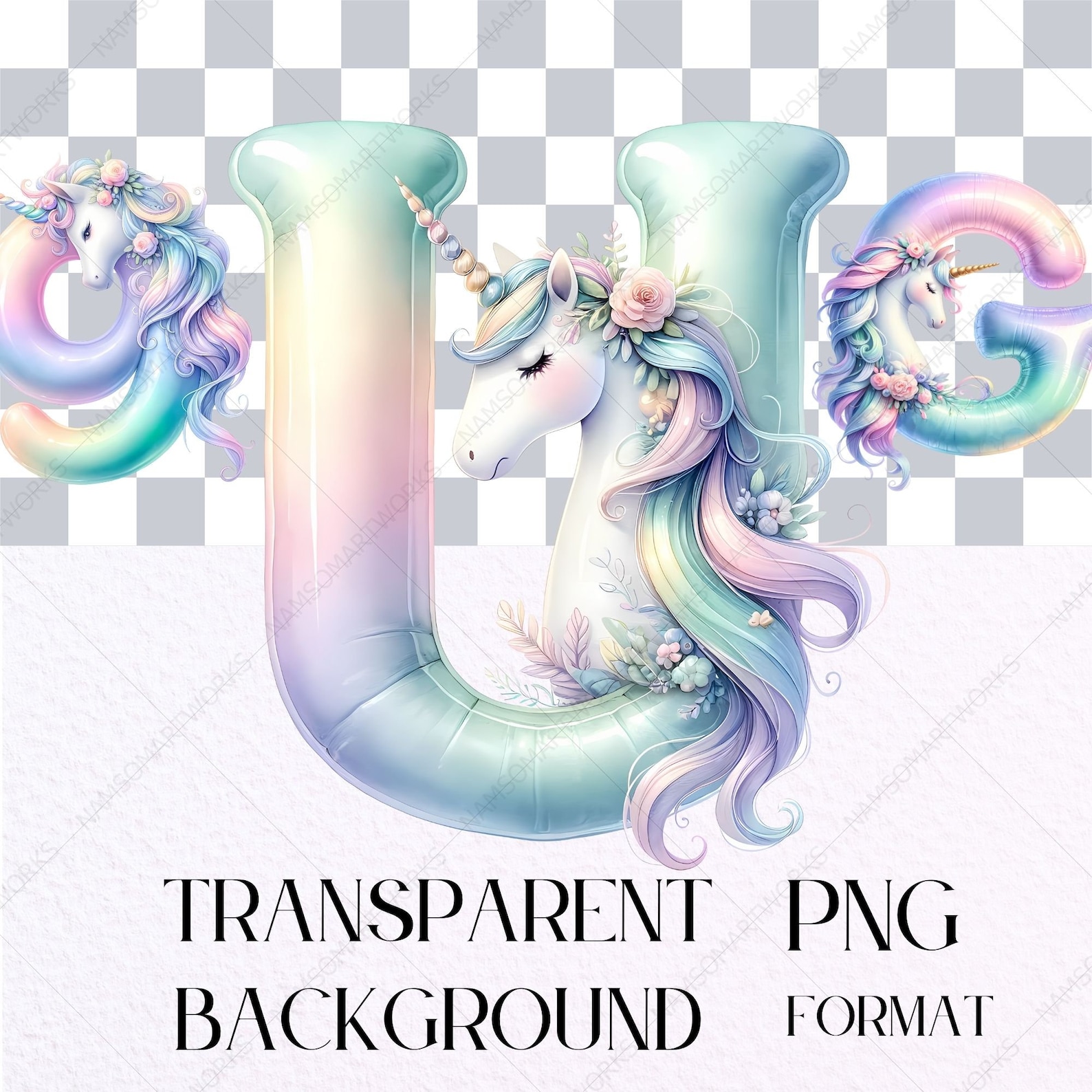 Unicorn Alphabet Letters Clipart, Alphabet Numbers Unicorn, Cute ...