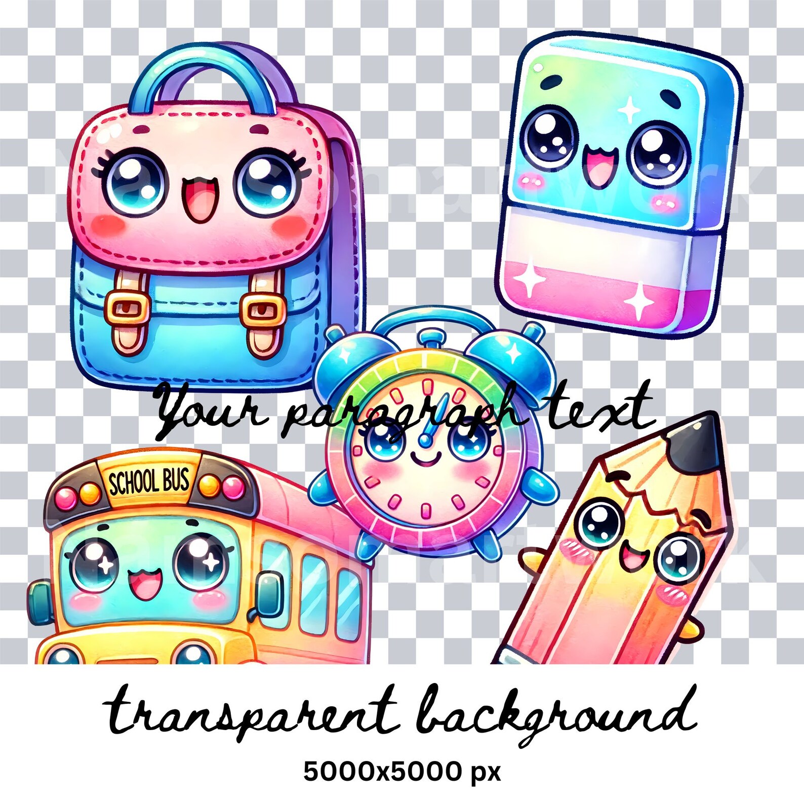 Cute School PNG Clipart, Watercolor School PNG, Back to School ...