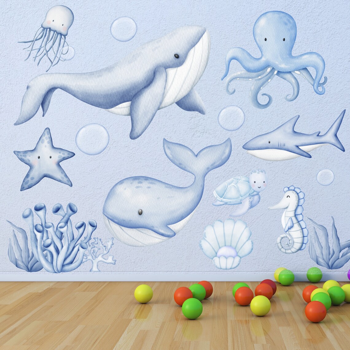 Sea Animal PNG Watercolor Clipart, Whale Png, Octopus Png, Shark Png ...