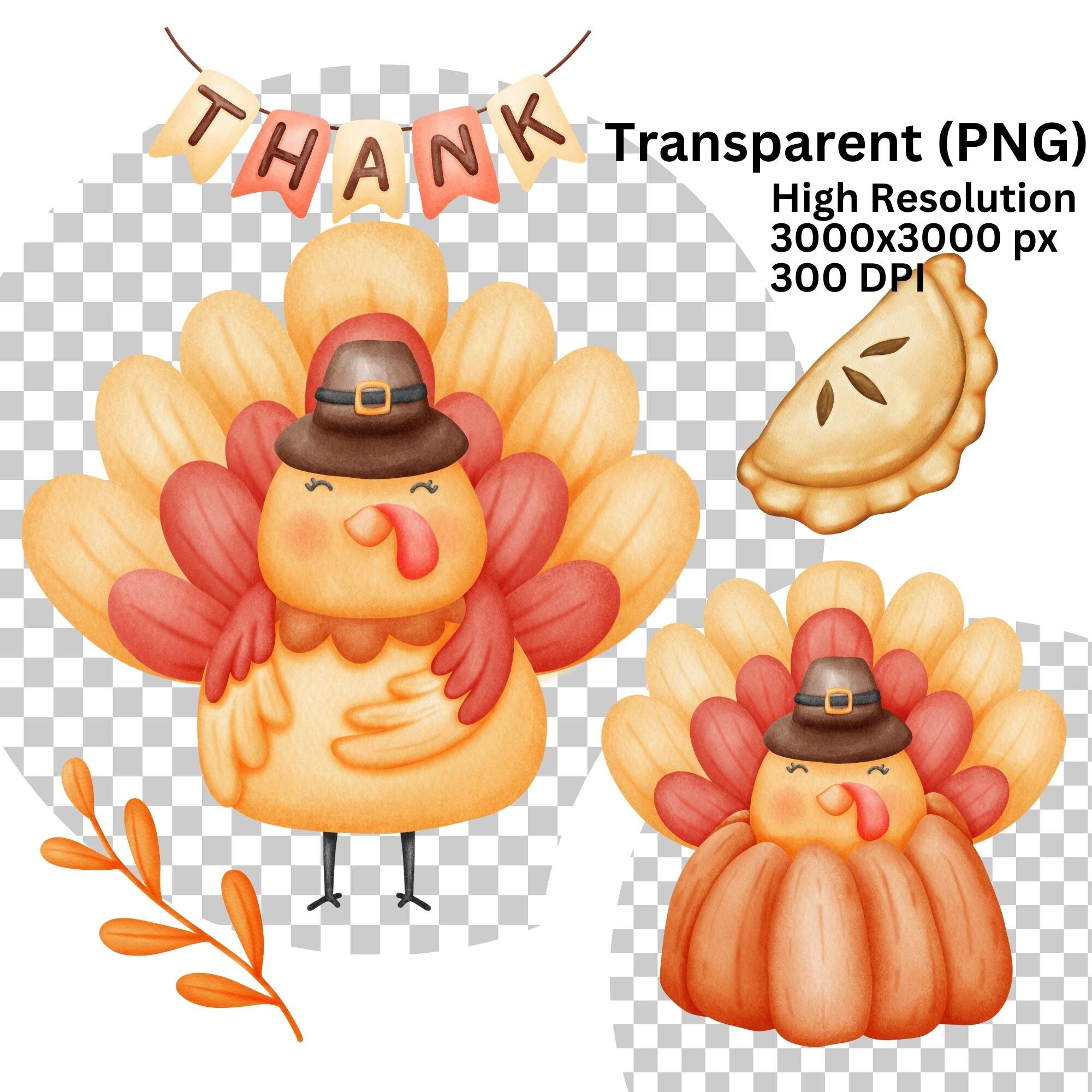 Thanksgiving Watercolor Clipart. Hand Drawing, Digital Download ...