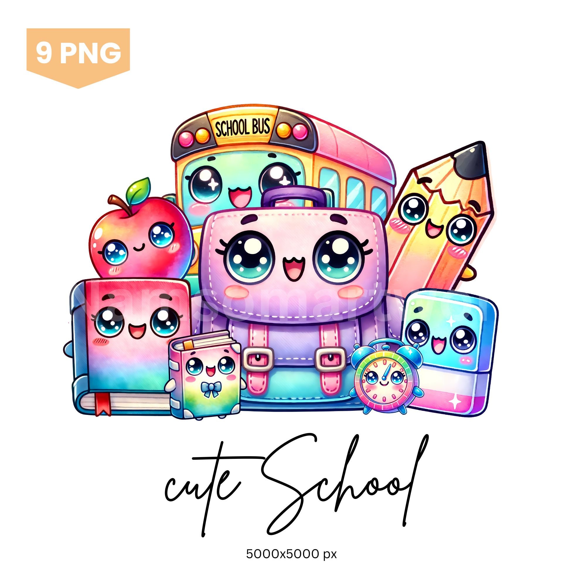 Cute School PNG Clipart, Watercolor School PNG, Back to School ...