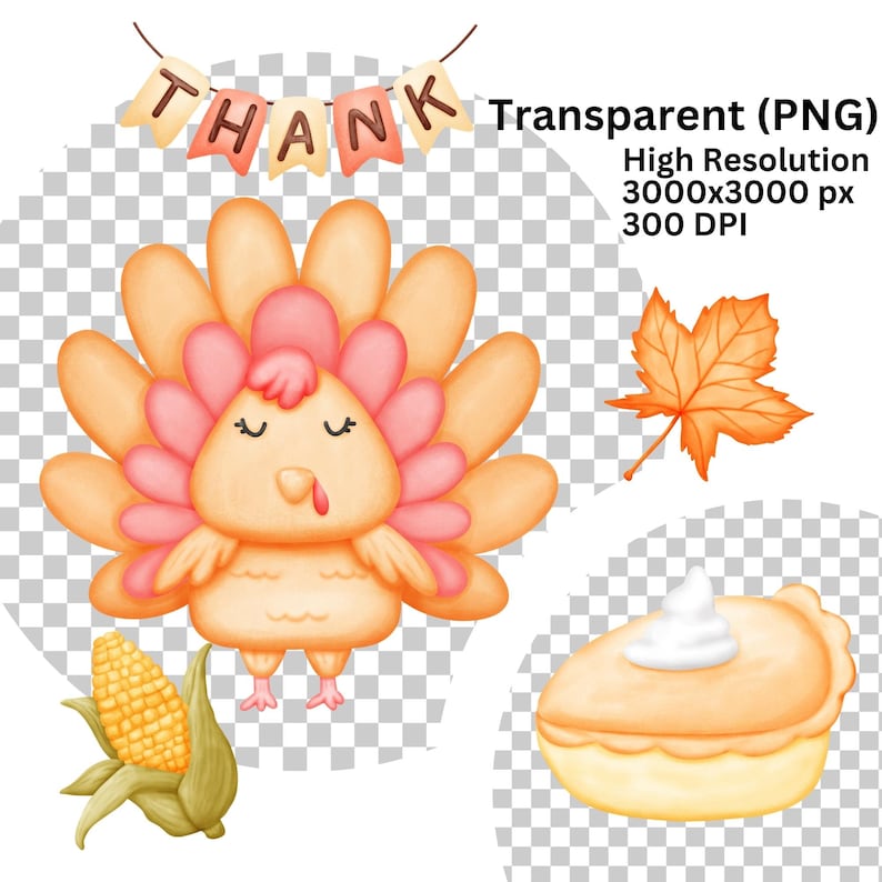 Thanksgiving Watercolor Clipart. Hand Drawing, Digital Download ...