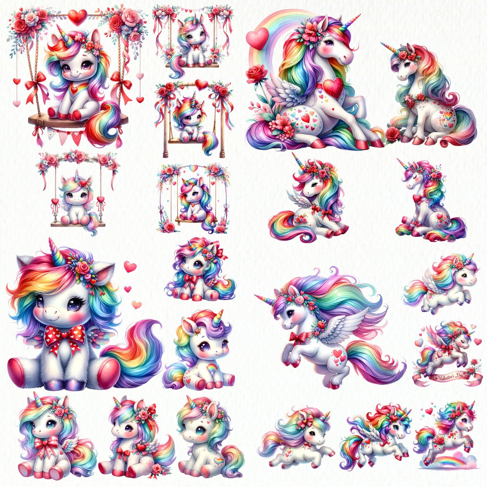 Unicorn PNG Bundle, Kawaii Unicorn, Cute Unicorn Clipart, Commercial ...
