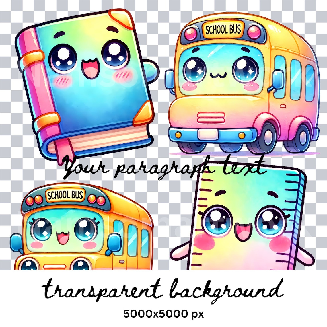 Cute School PNG Clipart, Watercolor School PNG, Back to School ...