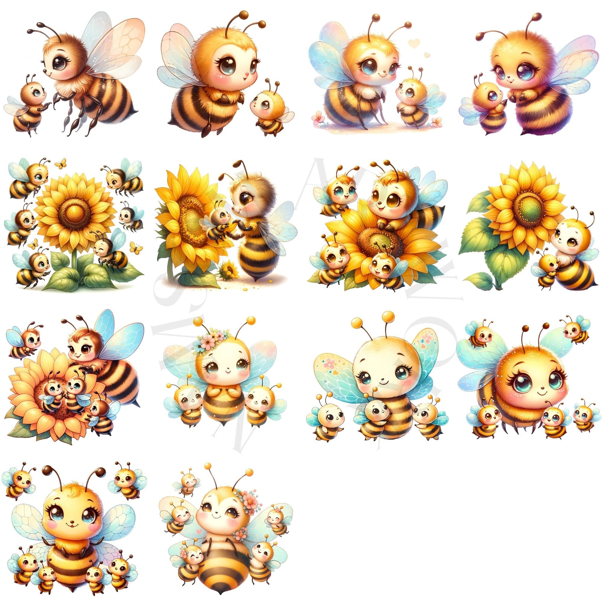 Bee Mom PNG Clipart, Kawaii Honey Bee Png, Cute Watercolor Clipart ...