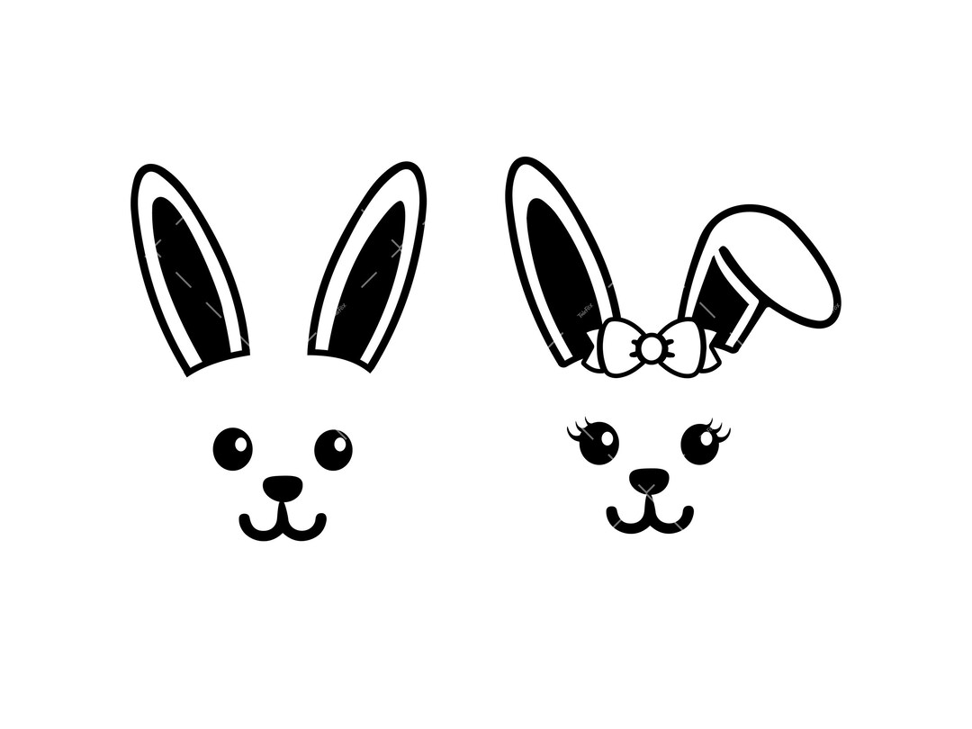 Bunny Face SVG, PNG, Cricut, Easter Bunny Svg, Easter Svg, Cute Face ...