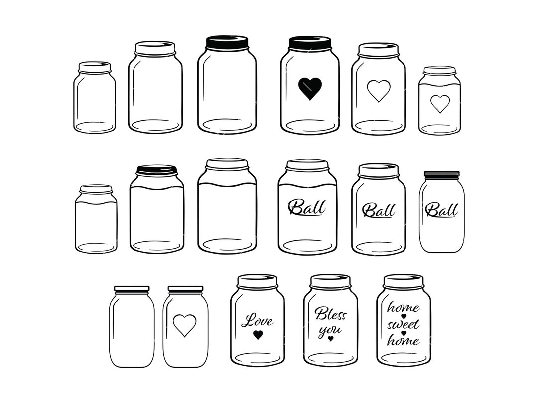 Mason Jar SVG Bundle, PNG, Cricut, Glass Jar SVG, Ball Jar Svg, Kitchen ...