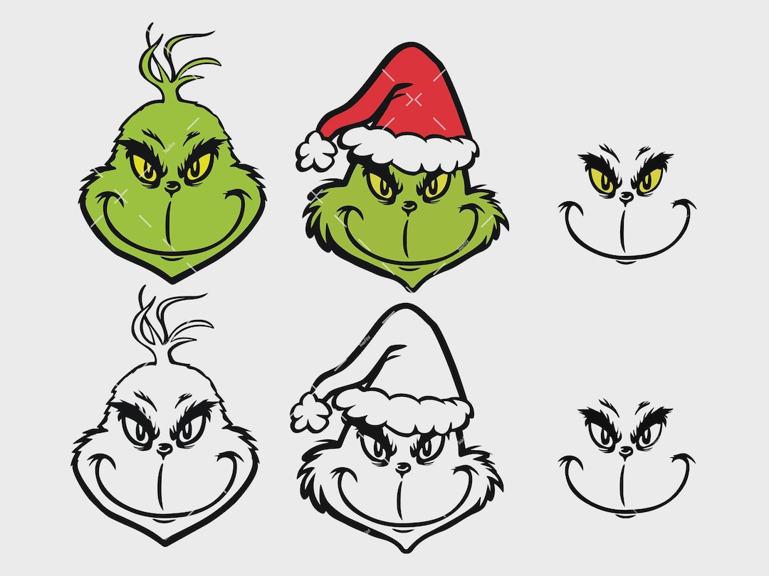 Grinch Face SVG Bundle, PNG, Cricut, Grinch Svg, Christmas Svg, Grinch ...