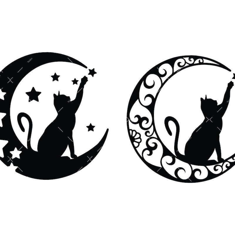 Cat and Moon - Etsy