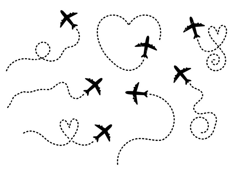 Airplane Svg Bundle, PNG, Cricut, Airplane Trails Svg, Airplane Heart ...