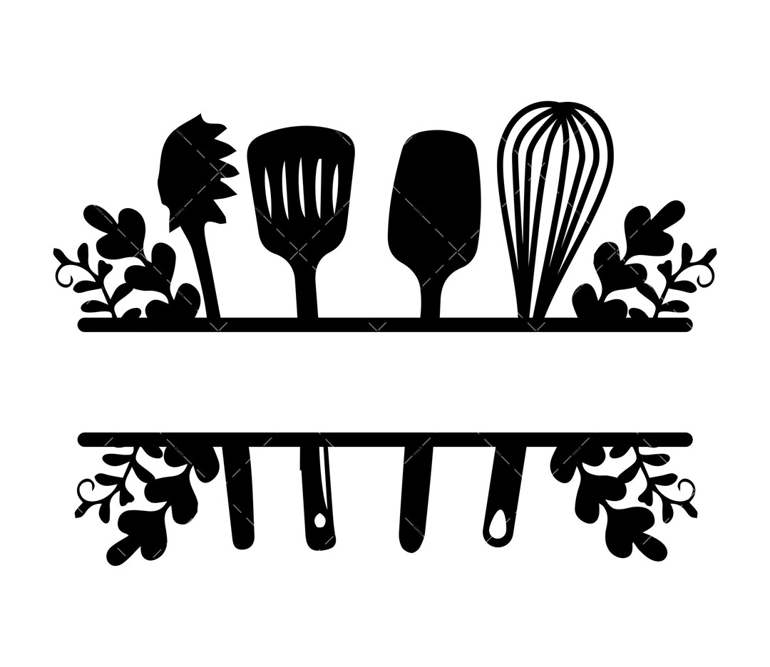 Kitchen Split Frame SVG, PNG, Cricut, Cooking Monogram, Flourish ...