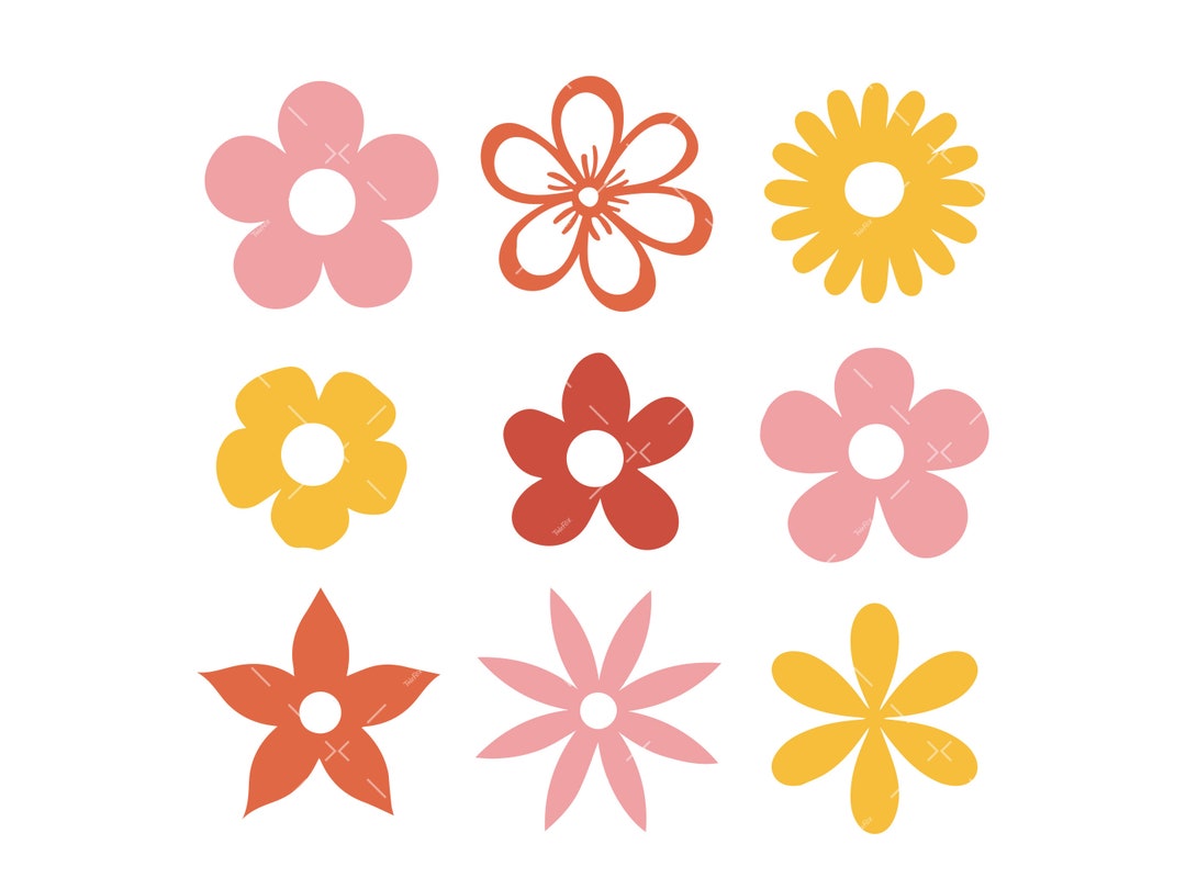 Retro Flower SVG, PNG, Daisy Flowers Svg, Retro Daisy Svg, Boho Flowers ...