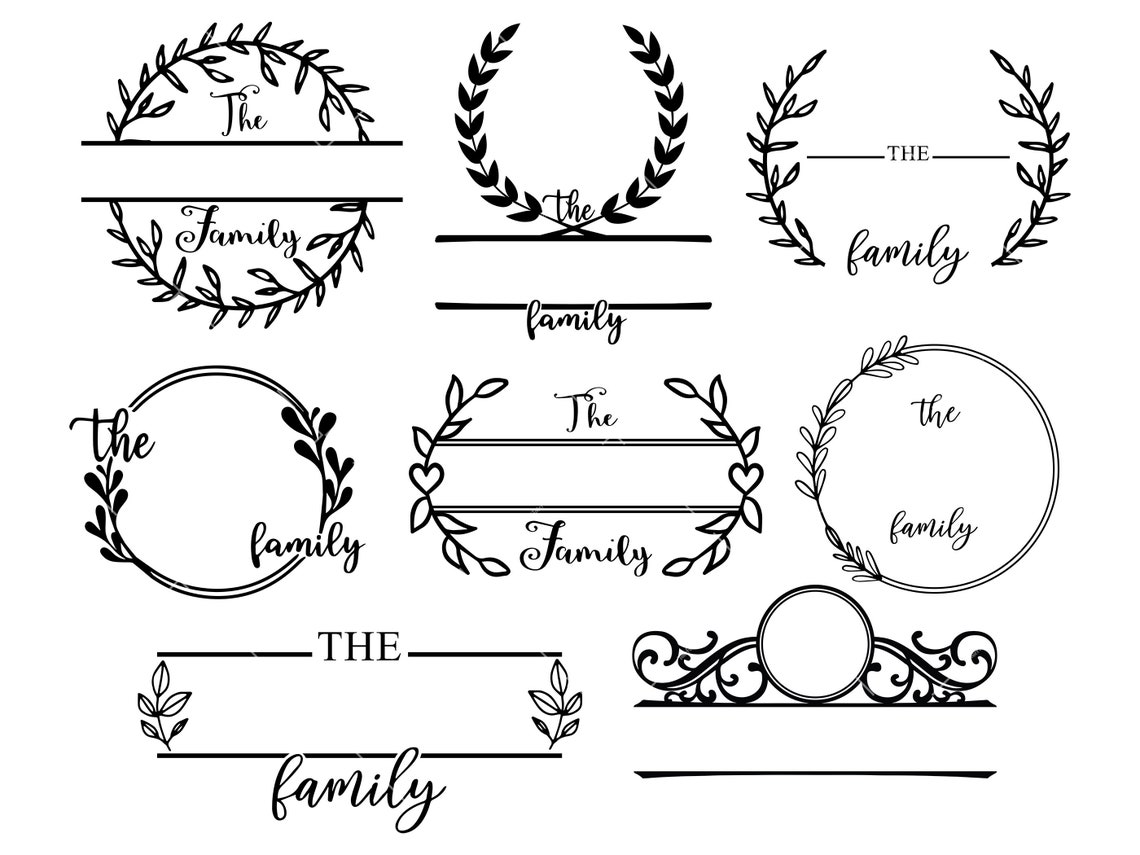 Family Name Monogram Svg Bundle, Split Family Monagram Svg, Family ...