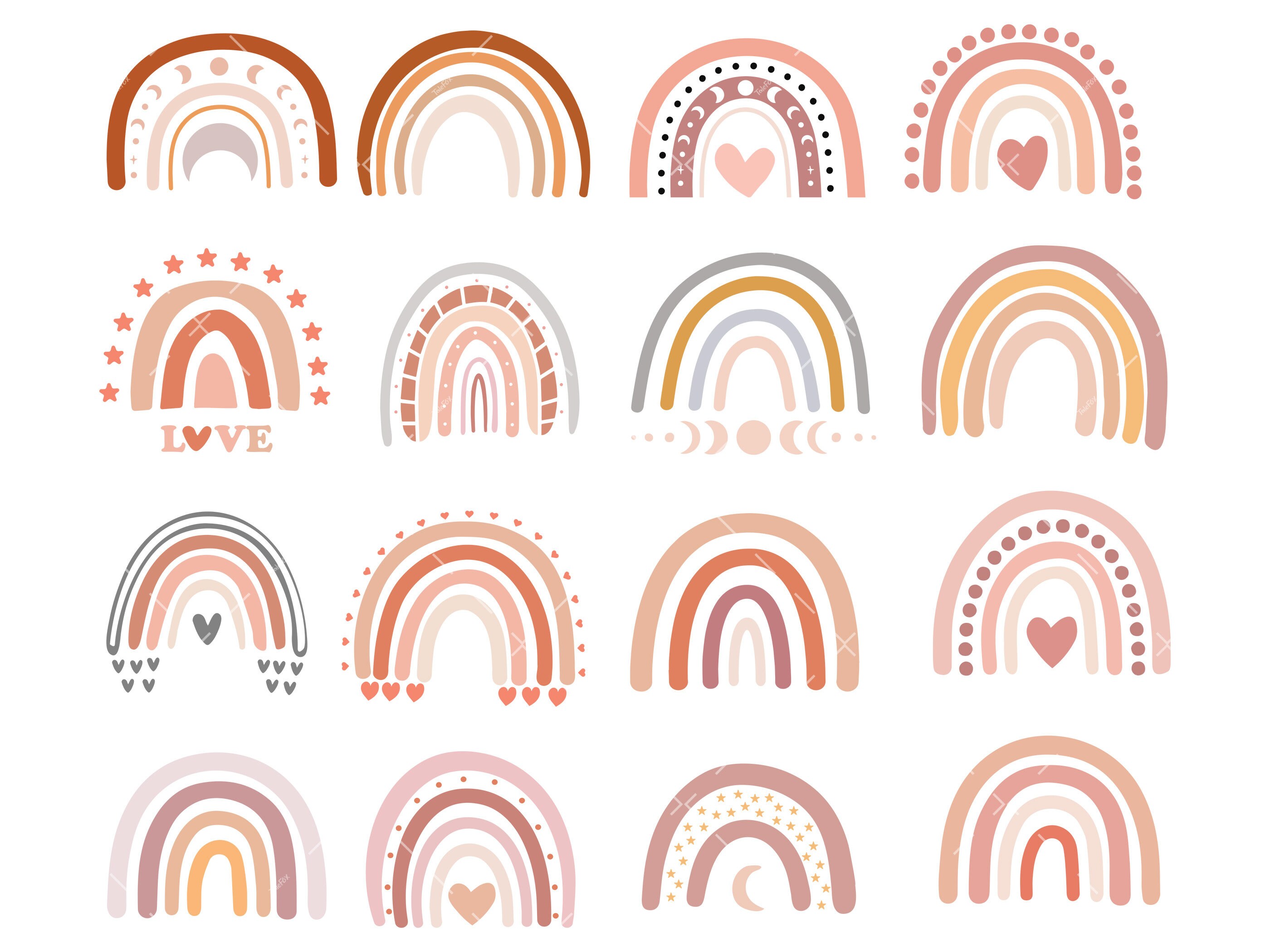 Boho Regenbogen SVG-Bundle, PNG, Cricut, niedlicher Regenbogen Rahmen, Baby Regenbogen Rahmen ...