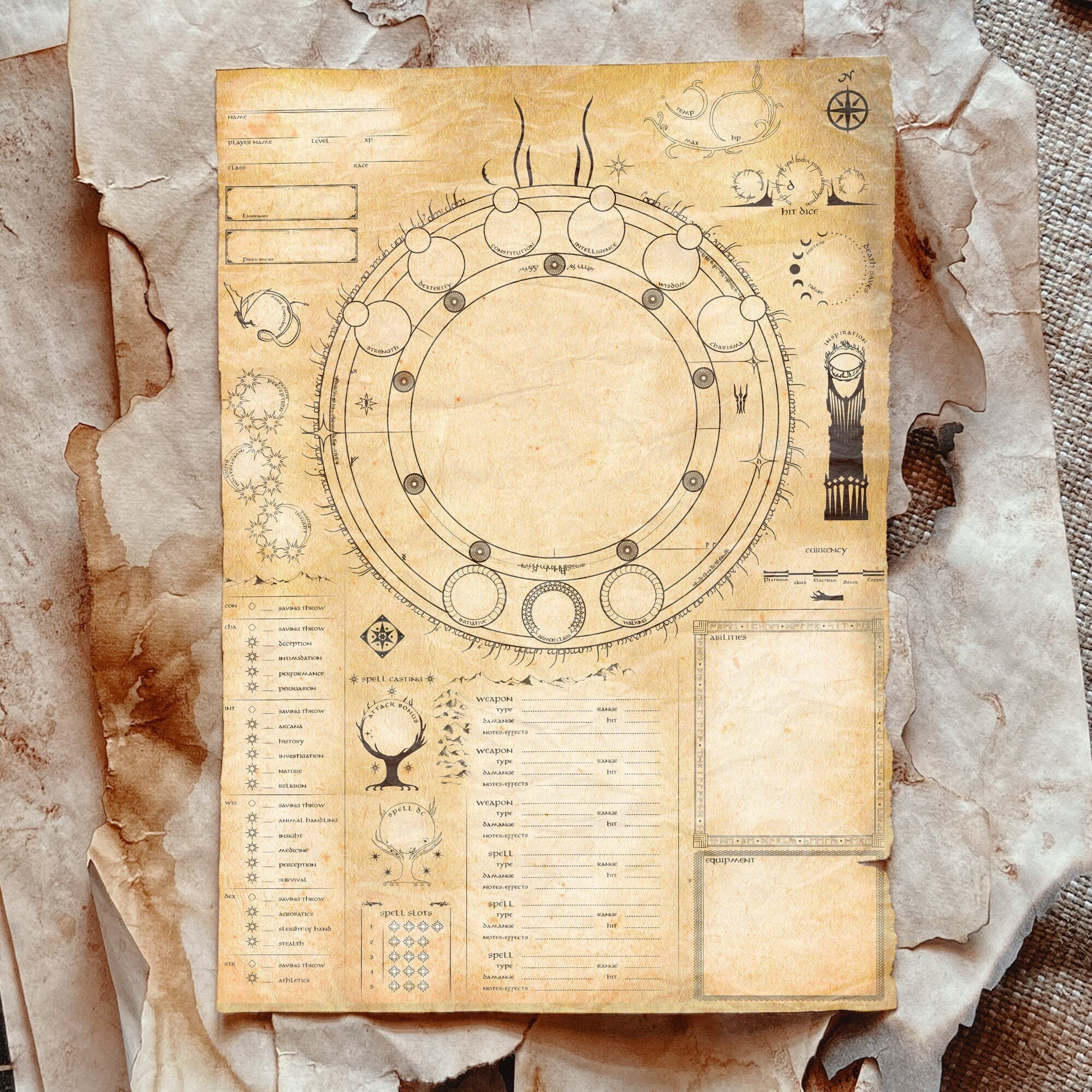 Lord of the Rings Character Sheet - D&D 5e - Etsy
