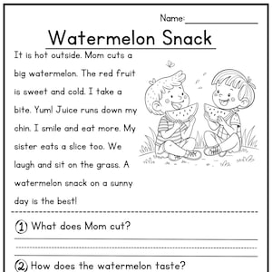 50 Summer Reading Comprehension Passages Kindergarten 1st Grade ...