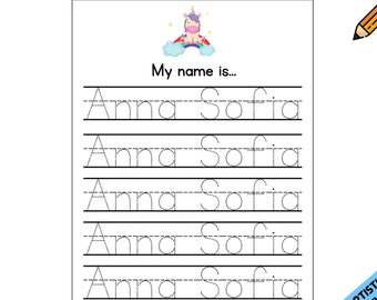 2 Custom Name Tracing Sheet Handwriting Practice Personalized Name ...