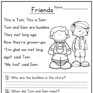 50 Kindergarten 1st Grade Reading Comprehension Passages Worksheets ...