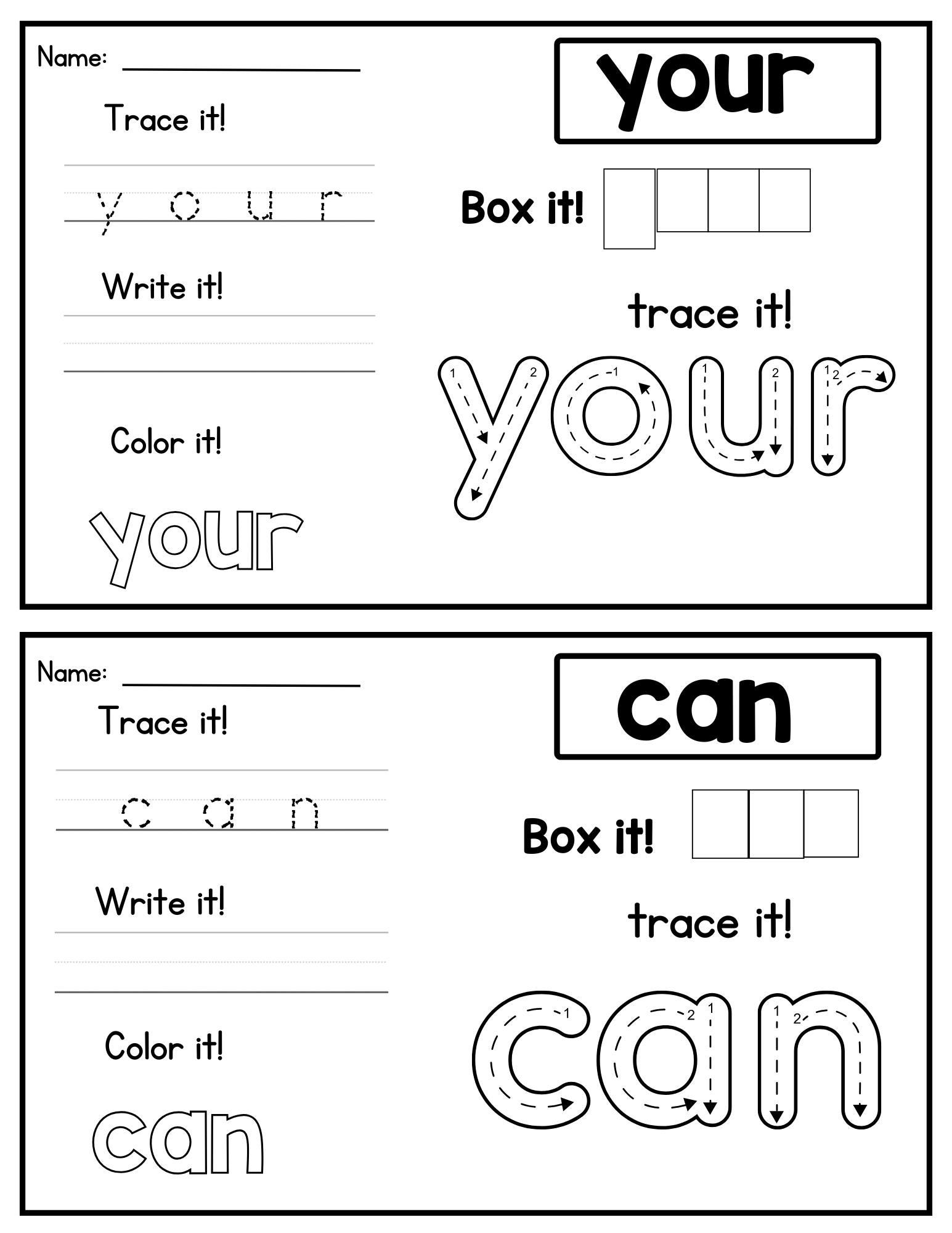 100 Printable Let's Learn Fry 1st Hundred Sight Words Worksheets ...