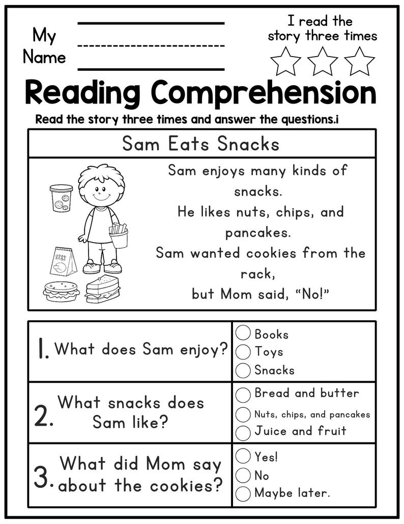 Kindergarten 1st Grade Reading Comprehension Passages Worksheets ...