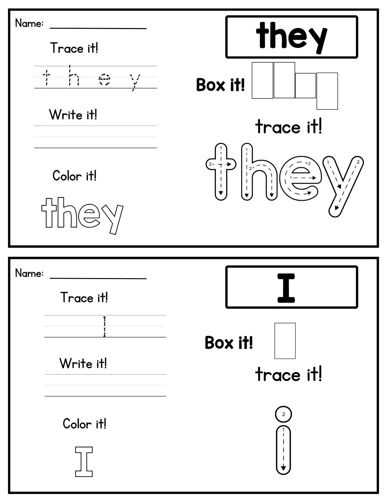 100 Printable Let's Learn Fry 1st Hundred Sight Words Worksheets ...