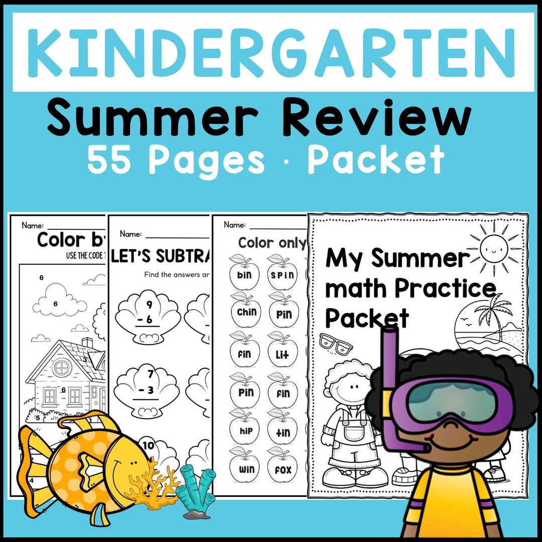 55 Kindergarten - Summer Review - Worksheets - Printable - Homeschool ...