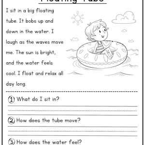 50 Summer Reading Comprehension Passages Kindergarten 1st Grade ...