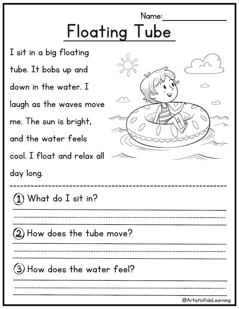 1st Grade Summer Reading Comprehension Passages Kindergarten Passages ...