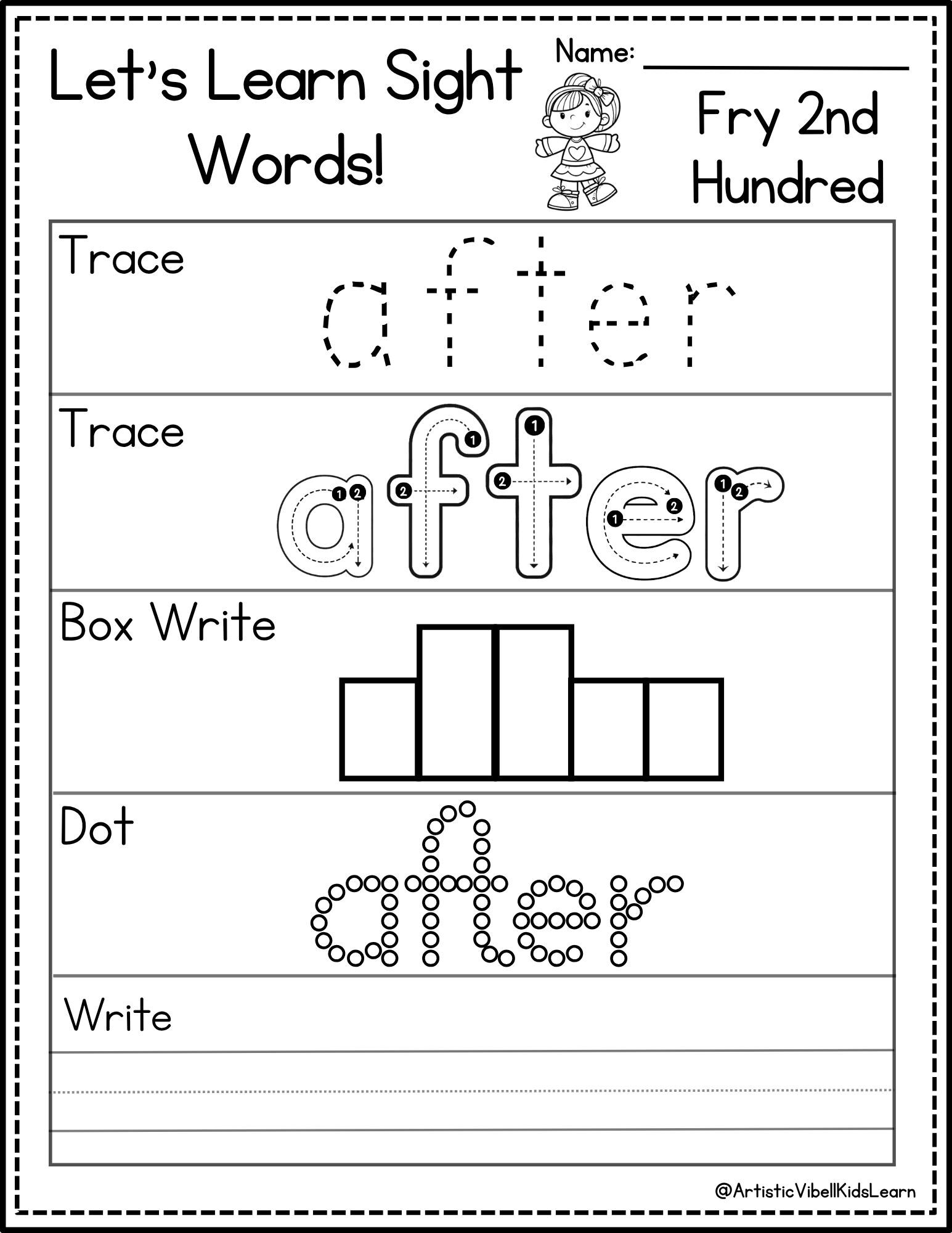 100 Printable Let's Learn Fry 2nd Hundred Sight Words Worksheets. 2nd ...