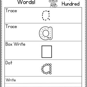 100 Printable Let's Learn Fry 1st Hundred Sight Words Worksheets ...