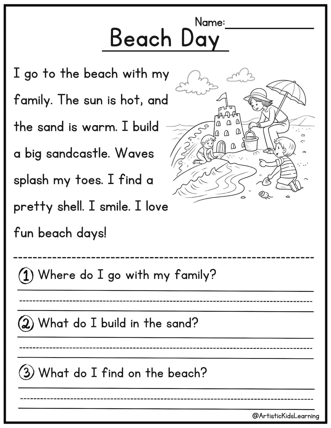 50 Summer Reading Comprehension Passages Kindergarten 1st Grade ...