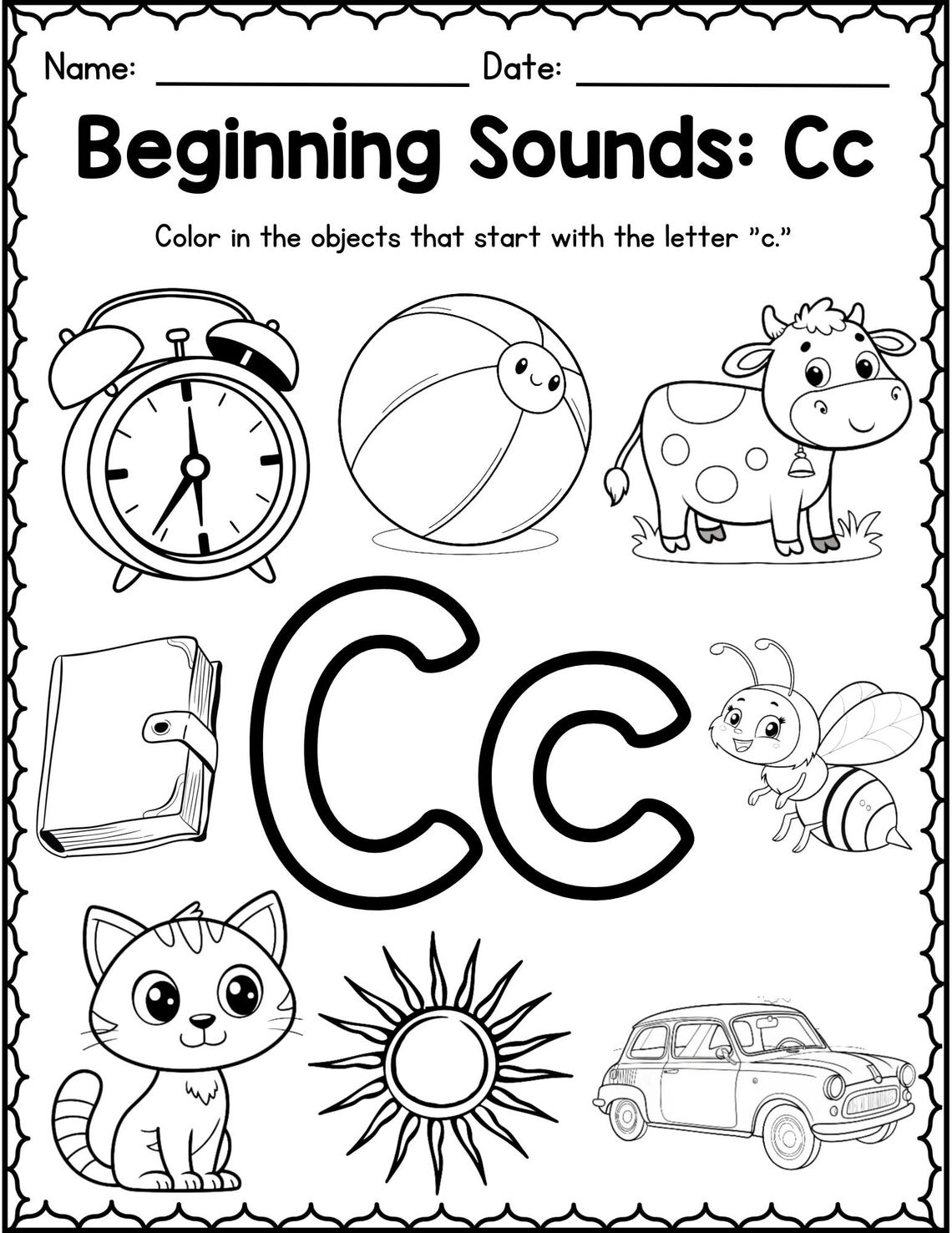 Alphabet Beginning Sounds Coloring Pages Beginning Sounds Worksheets ...