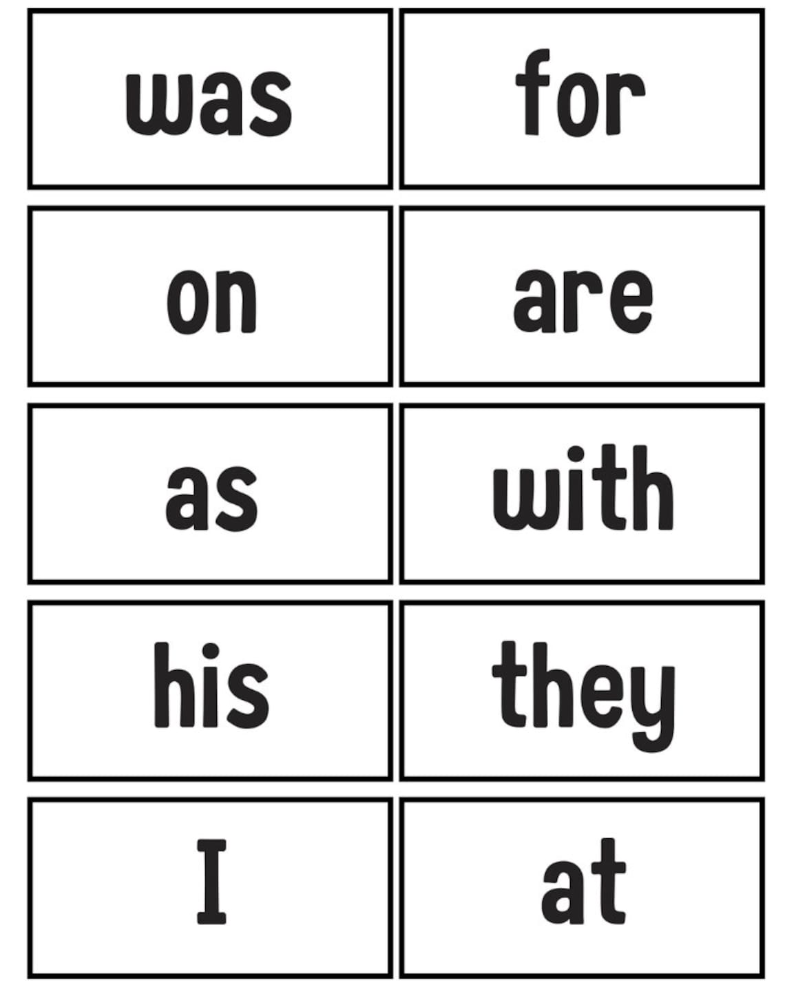 100 Printable Fry's First Hundred Sight Word Flashcards. Prek-1st Grade ...