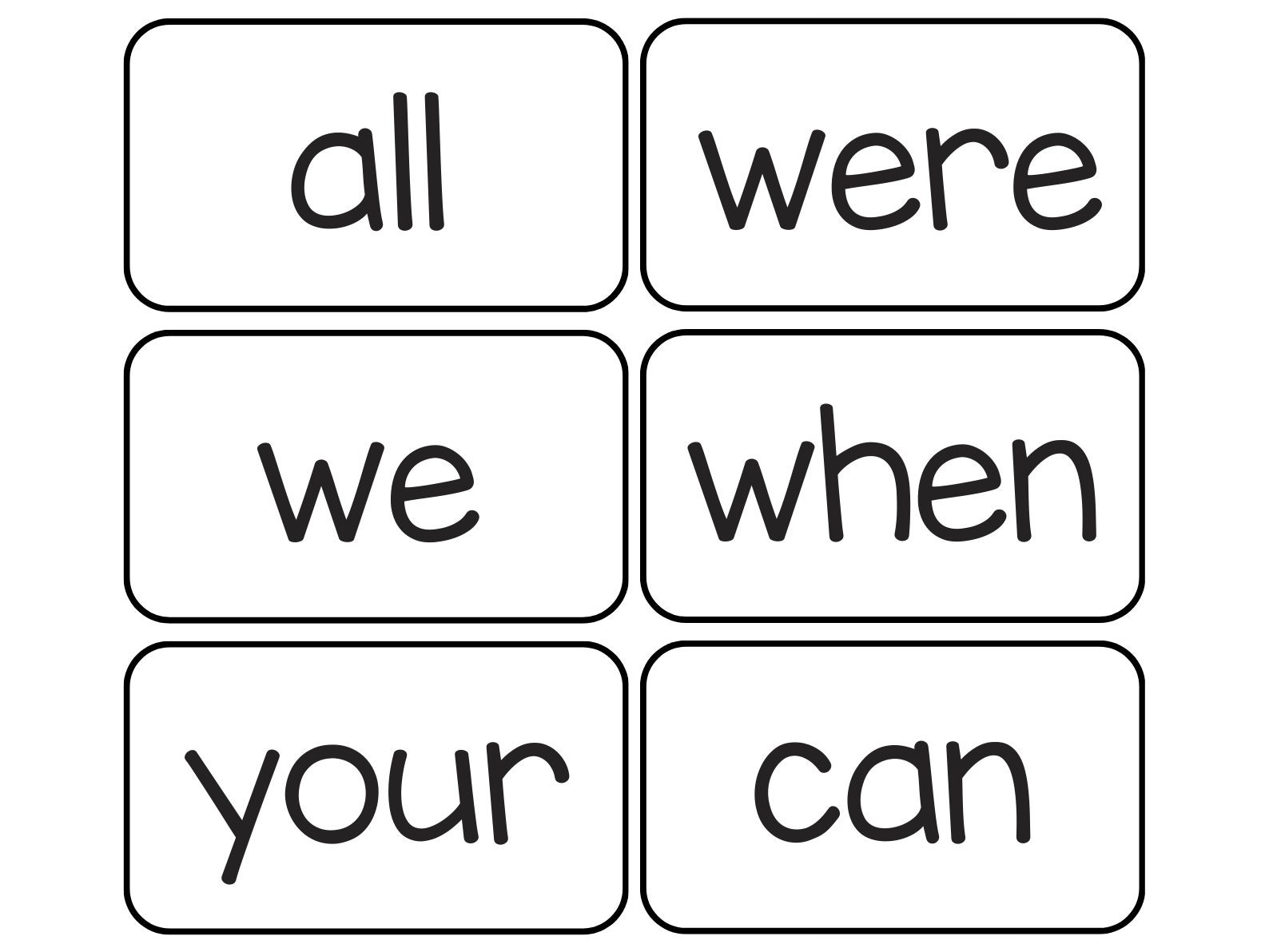 100 Printable Fry's First Hundred Sight Word Flashcards. Kindergarten ...