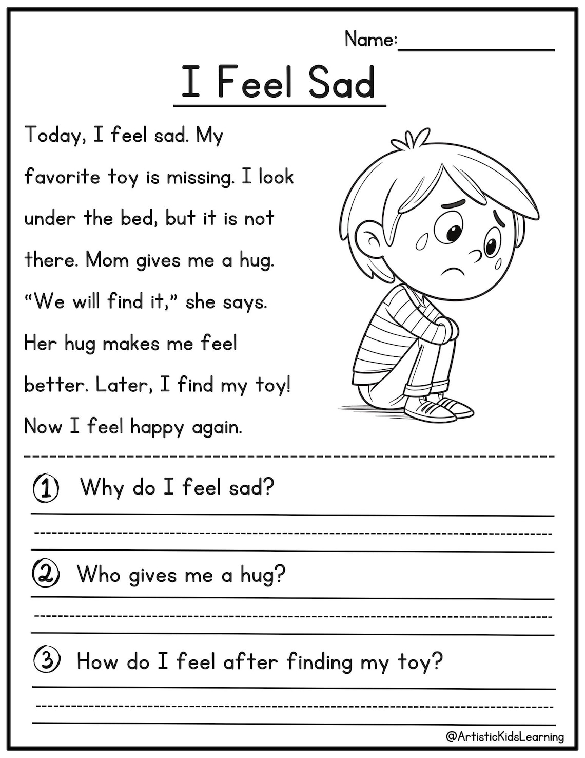 Reading Comprehension Printable - Kindergarten - First Grade ...