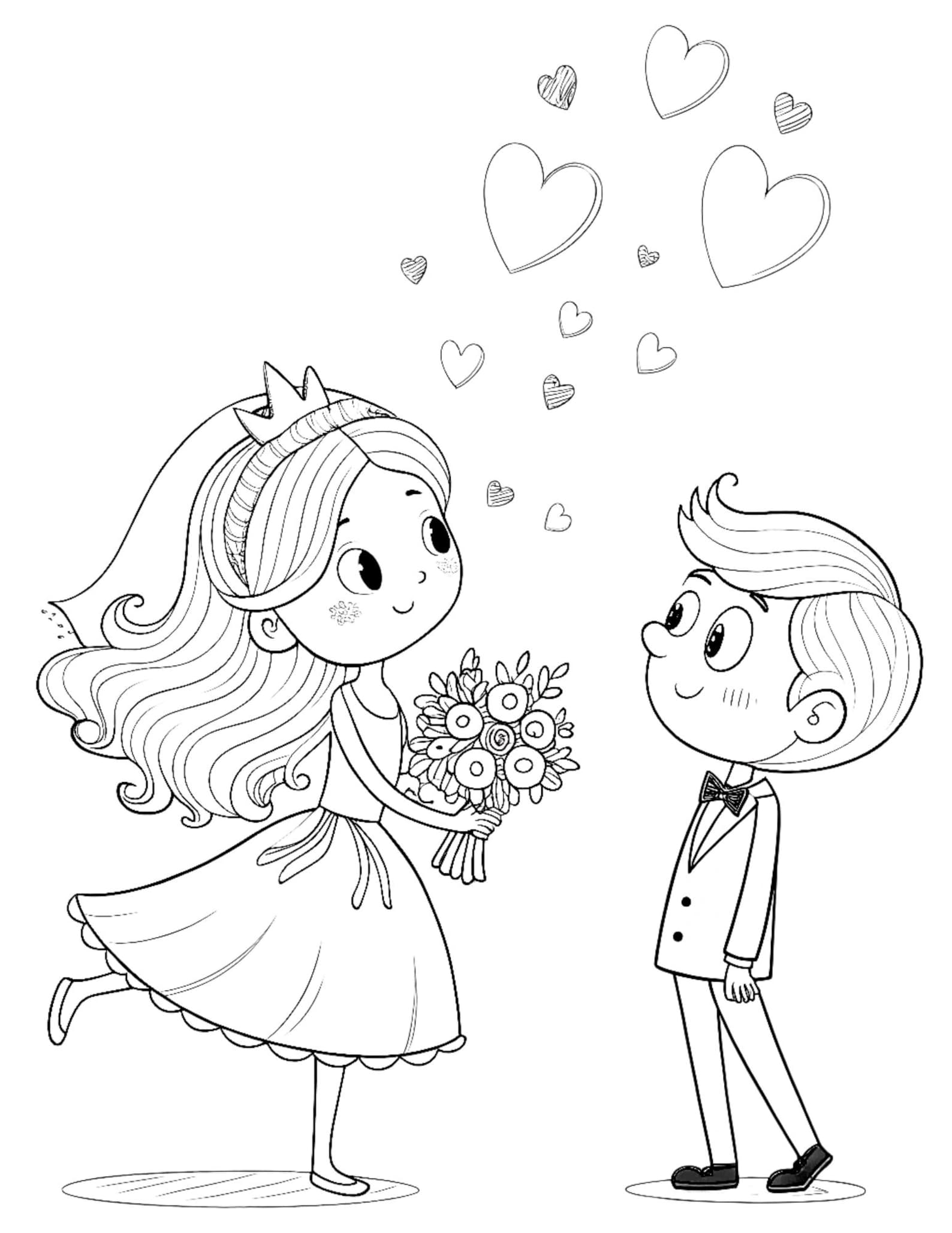 Wedding Coloring Book Printable – Bride and Groom Coloring Pages for ...