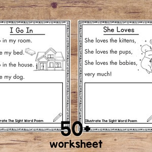 Sight Word Poems 50 Printable Fry's Sight Word Pages Reading Sentences ...
