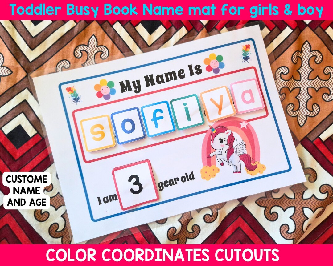 Personalized Name Toddler Busy Book Name Page, Name Building Activity ...