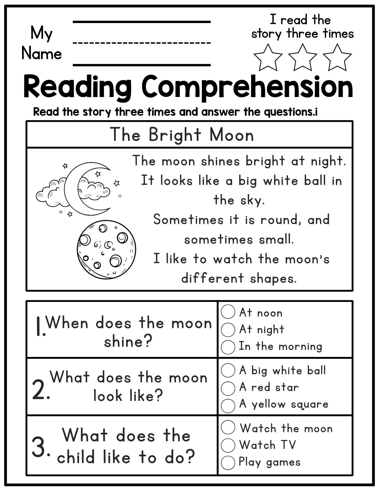 Kindergarten 1st Grade Reading Comprehension Passages Worksheets ...