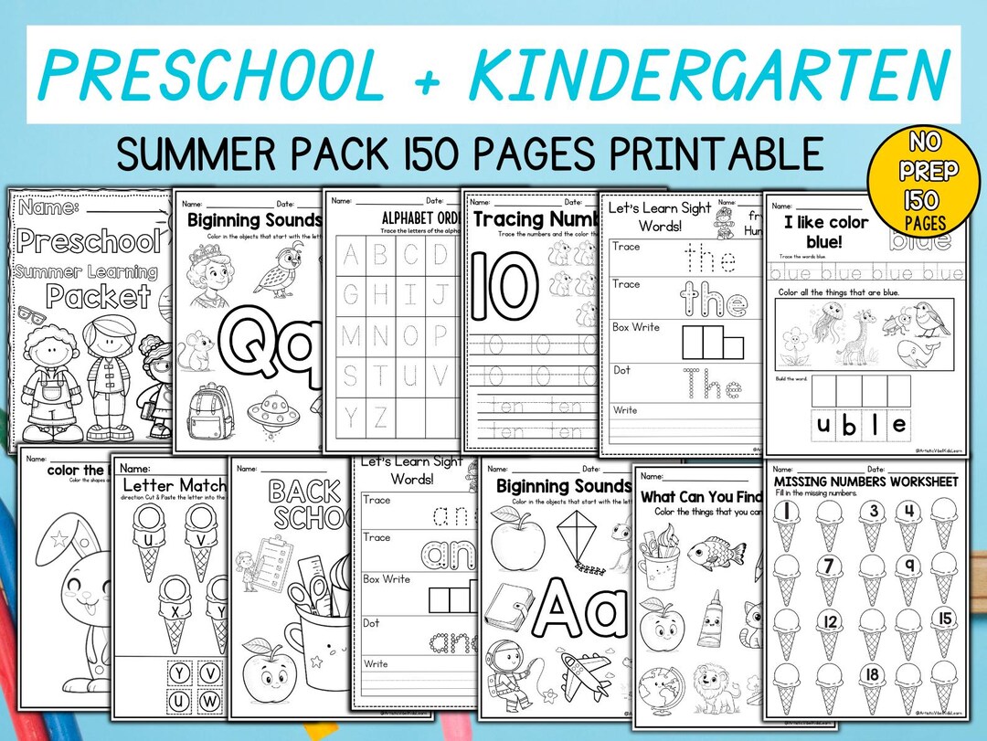 Prek Summer Review - Printable - Worksheets - Homeschool - Teacher ...