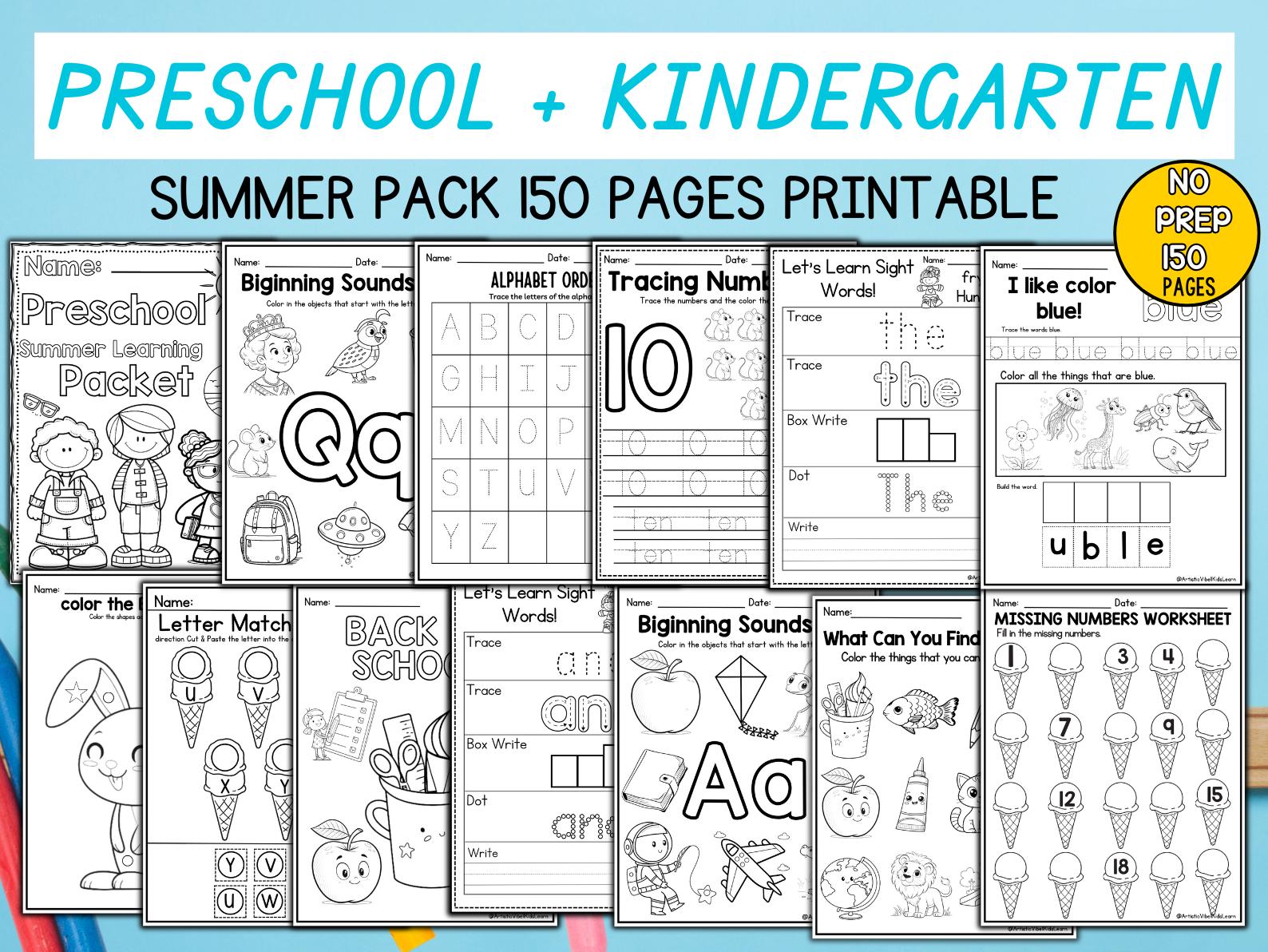 Prek Summer Review - Printable - Worksheets - Homeschool - Teacher ...