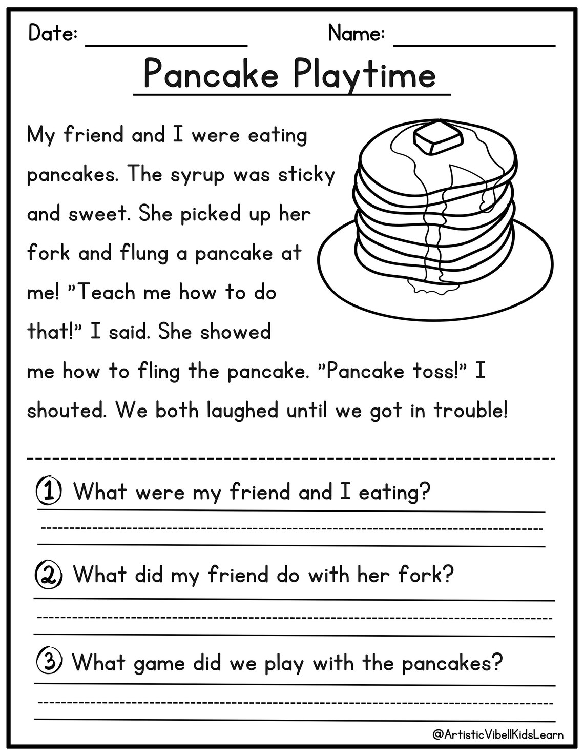Reading Comprehension Printable Kindergarten First Grade Worksheets ...